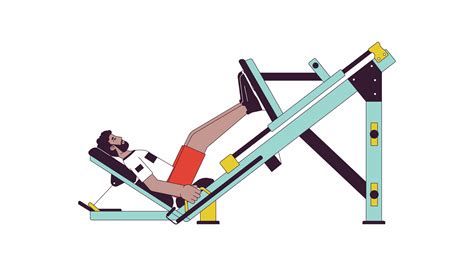 Man Pressing Forward Footplate On Machine Line Cartoon Animation Gym