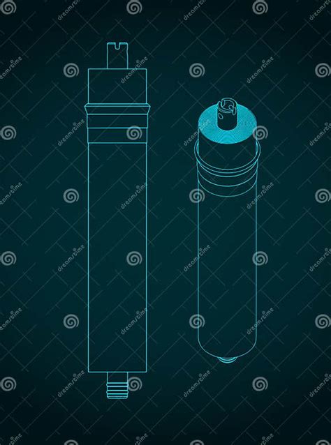 Reverse Osmosis Membrane Isometric Blueprint Stock Vector