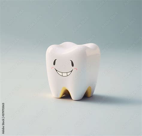 3d Realistic Happy Tooth Illustration Cartoon Dental Character Stock