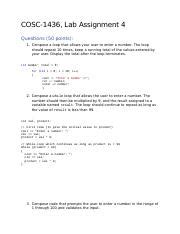 Instructions For Lab Assignment Docx Cosc Lab Assignment