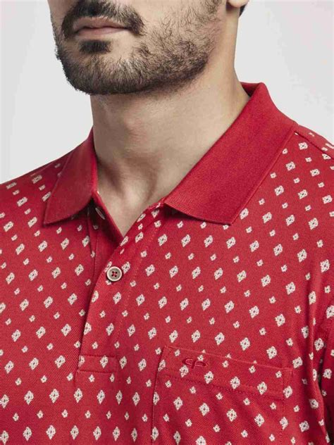 Men Red Tailored Fit Print Cotton Half Sleeve T Shirt Myraymond