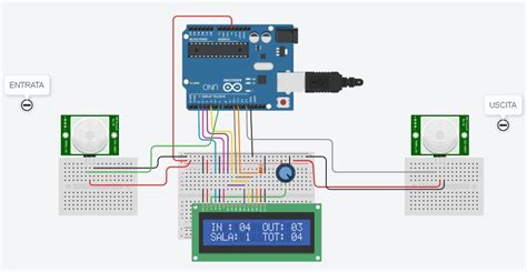 impianto domotico con arduino contatore ingressi e uscite con la presenza di 1 sola persona