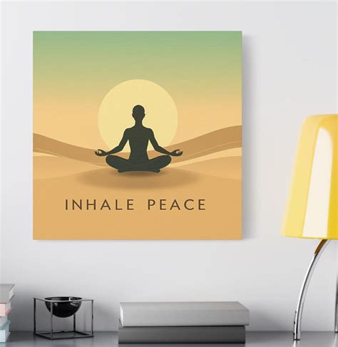 Yoga Meditation Art Inner Calm Inhale Peace Satin Canvas Stretched Etsy