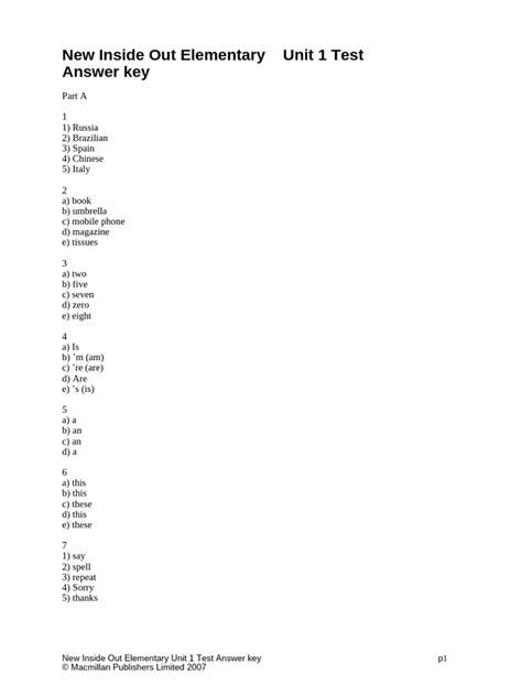 Unit 1 Test Key Pdf