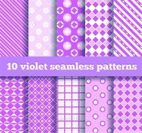 Set Of Ten Seamless Geometric Violet Patterns
