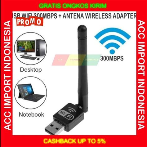 Promo Penguat Sinyal Usb Adapter Untuk Wifi Antena 300mbps Laptop Pc
