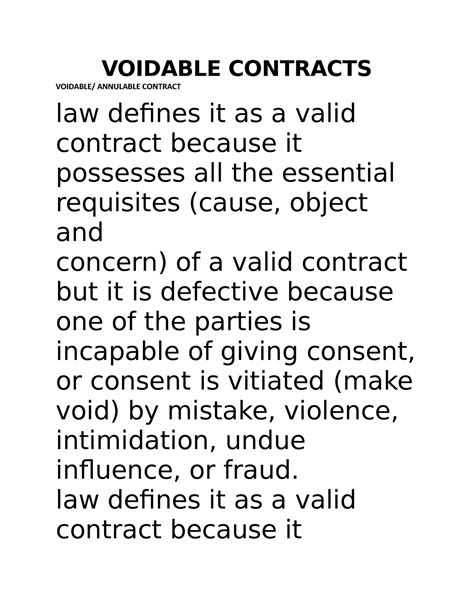 Voidable Contracts Principles Of Contract Law Voidable Annulable