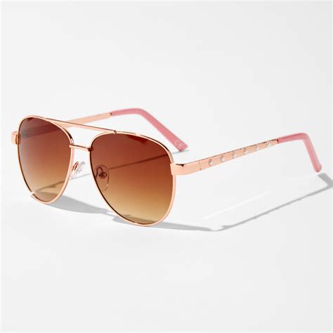 Claires Club Embellished Aviator Sunglasses Pink Claires