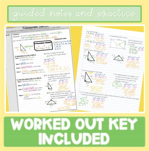 Pythagorean Theorem Guided Notes And Practice By Sweet As Pi Tpt