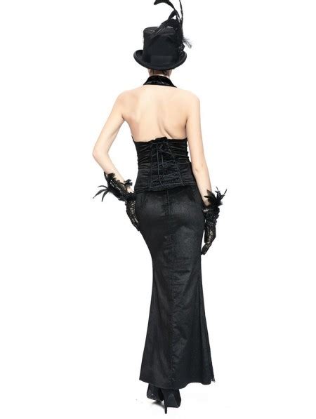 Pentagramme Black Gothic Sexy Velvet Fishtail Long Skirt DarkinCloset