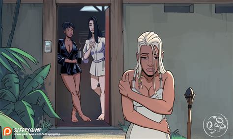 rule 34 3girls blonde hair dark skinned female dark hair dark skin evelina le fey highres