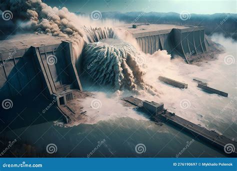Spring Flood Broke Through The Dam Neural Network Ai Generated Stock