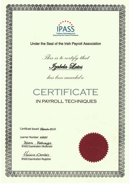 Certificate In Payroll Techniques Ipass Pdf