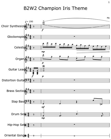 B2w2 Champion Iris Theme Sheet Music For Choir Synthesizer