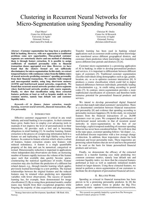Clustering In Recurrent Neural Networks For Micro Segmentation Using Spending Personality Deepai