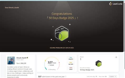 Dsajourney Leetcodechallenge Javaprogramming Mysqlqueries Dinesh Kanth R