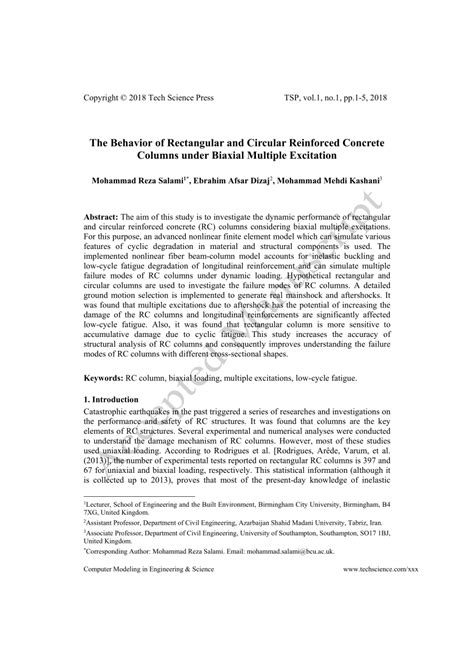 Pdf The Behavior Of Rectangular And Circular Reinforced Concrete