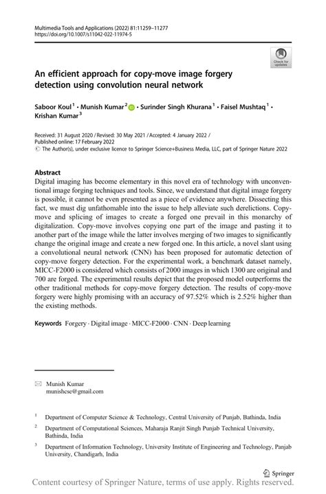 an efficient approach for copy move image forgery detection using