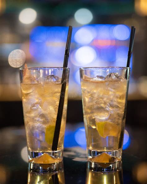 Beautiful And Delicious Alcoholic Cocktails Prepared At The Bar By The