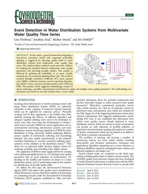 Pdf Event Detection In Water Distribution Systems From Multivariate Water Quality Time Series
