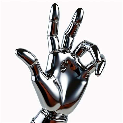 Chrome Hand Making OK Gesture Premium AI Generated Image