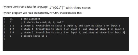 Solved Python Construct A Nfa For Language 1001