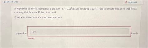 Solved A Population Of Insects Increases At A Rate Chegg