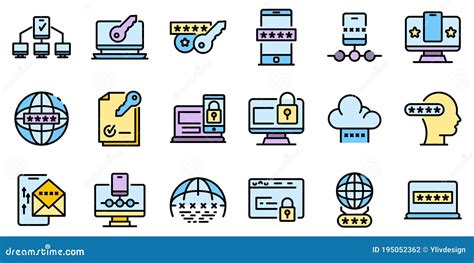 Iconos De Autenticación Multifactor Conjunto Vector Plano Ilustración del Vector Ilustración