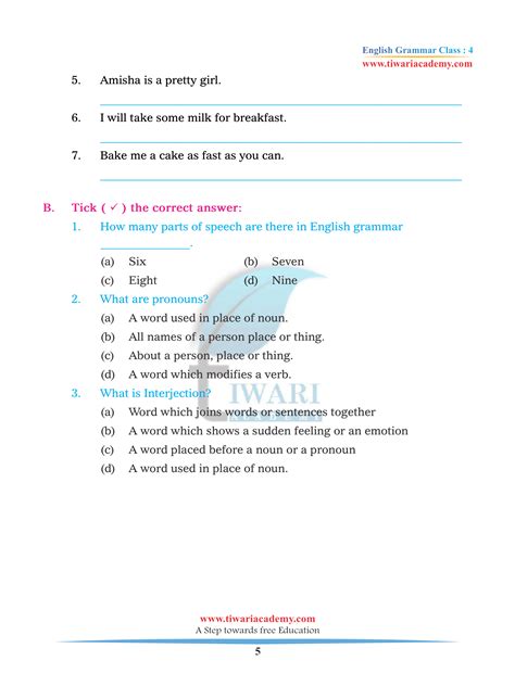 Cbse Ncert Class 4 English Grammar Chapter 4 Part Of Speech In Pdf