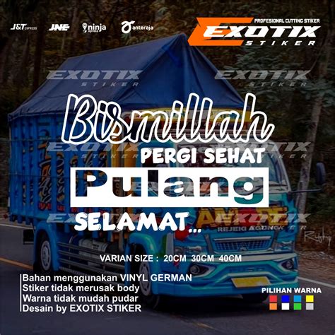 Jual Stiker Kaca Truk Mobil Pickup Stiker Cuting Bismillah Pergi Sehat