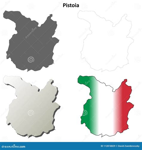 Sistema Detallado En Blanco Del Mapa Del Esquema De Pistóia Ilustración