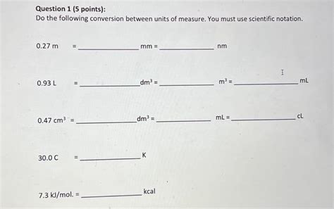 Solved Show Work Conversion Between Units Of Measure You Chegg Com