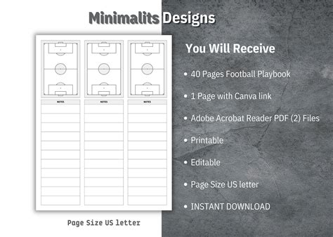 Football Playbook Template Printable Blank Soccer Diagrams Canva