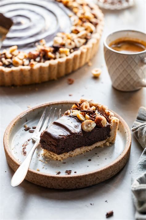 Chocolate Hazelnut Tart Vegan With GF Option Crumbs Caramel