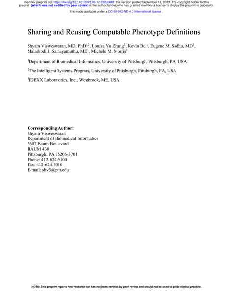 PDF Sharing And Reusing Computable Phenotype Definitions