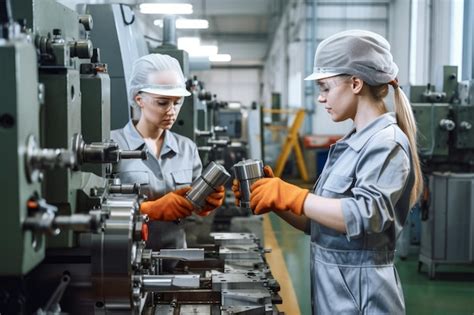 Premium Ai Image Group Of Female Workers In Hard Hats Assembling