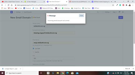 ERPNext Invalid Outgoing Mail Server Or Port Frappe Forum