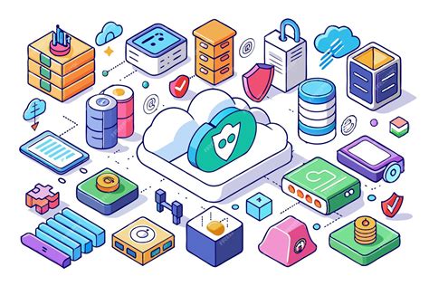 Illustration Of Cloud Computing With Security Data Storage And Network Connection Icons