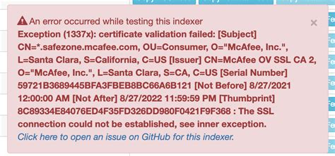 1337x Exception 1337x Certificate Validation Failed Subject Cn