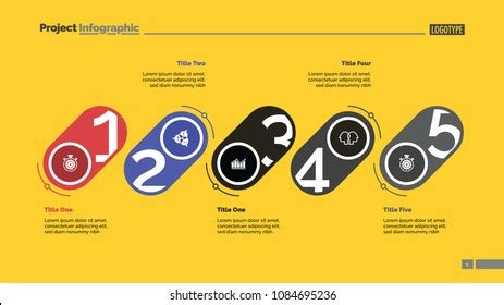 Vektor Stok Five Stages Process Chart Slide Template Tanpa Royalti Shutterstock
