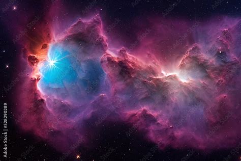 Colorful Nebula Space Nebulae Celestial Illustration 3d Render Of