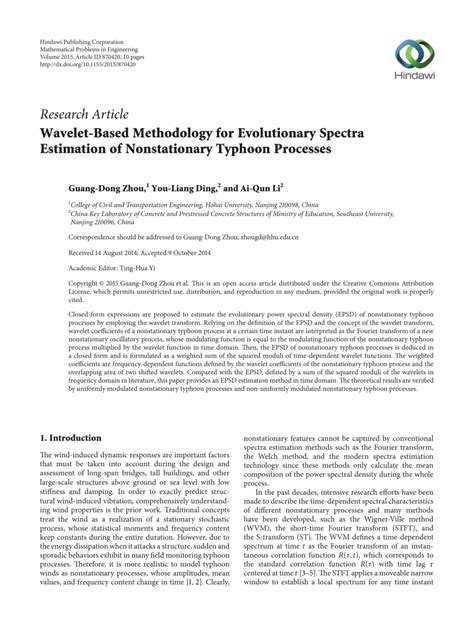 Pdf Wavelet Based Methodology For Evolutionary Spectra Estimation Of