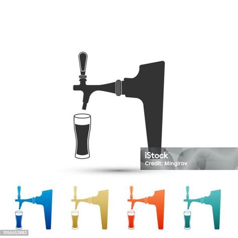 맥주 유리 아이콘 흰색 배경에 고립으로 누릅니다 컬러 아이콘에 요소를 설정 합니다 평면 디자인입니다 벡터 일러스트 레이 션