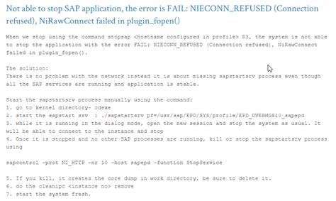 Sap Basis Made Easy Fail Nieconnrefused Connection Refused