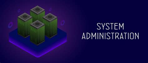 시스템 관리자 또는 It 시스템 관리자 서버 랙이 있는 수평 배너를 관리합니다 데이터베이스 서비스 및 시스템 관리 프로세스 컴퓨터 시스템 구성 및 네트워크 개념 유지 Cpu