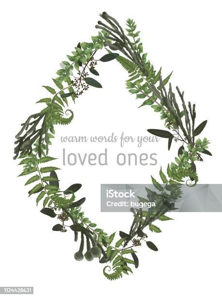 벡터 꽃 카드 디자인입니다 녹색 고비 숲 잎 회 양 목 Brunia 유 칼 리 나무 허브 자연 식물 인사말 결혼식 초대 편집 가능한 템플릿 마름모 Rhomb 프레임 테두리