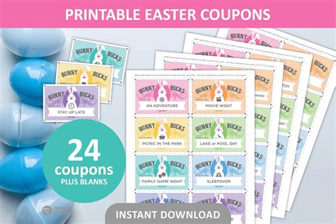 Bunny Bucks Easter Egg Tokens Printable Easter Egg Fillers Easter
