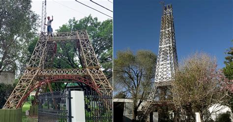 El Hombre Que Construye Una Réplica De La Torre Eiffel En El Patio De