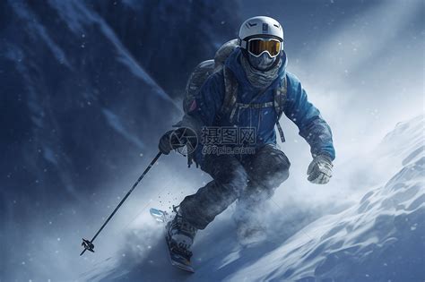 在冰雪覆盖的高山上滑雪高清图片下载 正版图片600177972 摄图网