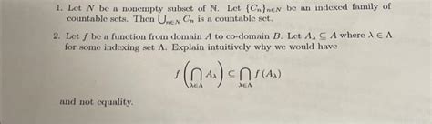 solved 1 let n be a nonempty subset of n let {cn}n∈n be an